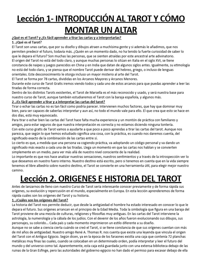 Curso de Tarot 2 | PDF | Tarot | Jugando a las cartas