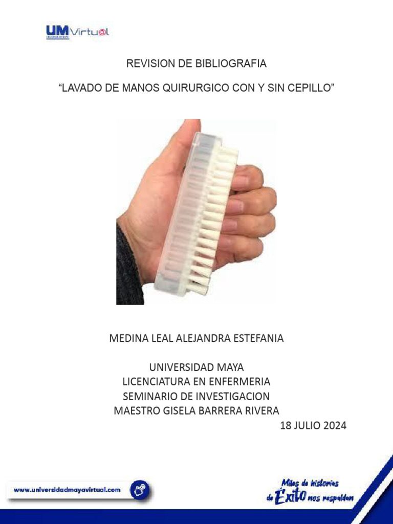 Revision Bibliografica Lavado de Manos Con Cepillo | PDF | Lavado de manos | Microbiología