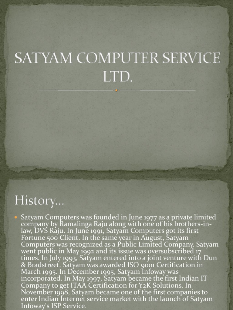 Satyam Computer Service LTD | PDF | Companies | Economies