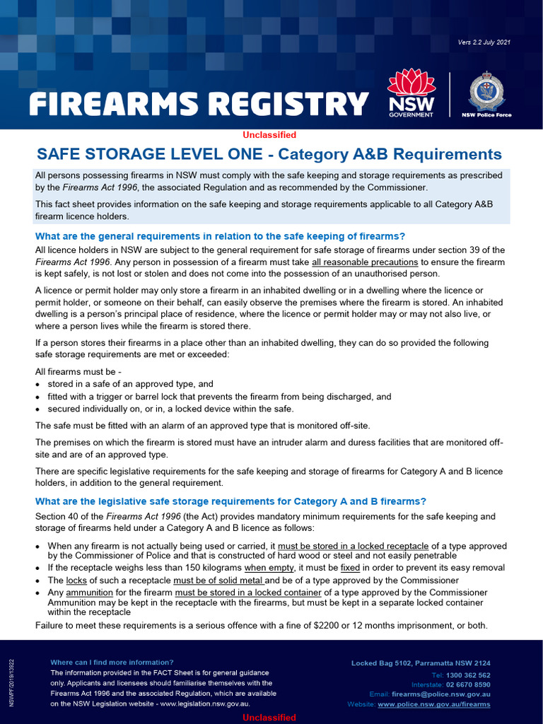 NSW Firearms Safe Storage Guide | PDF | Firearms | Screw