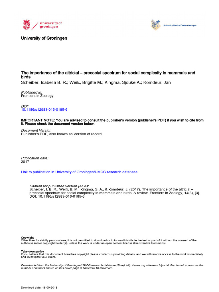 The Importance of The Altricial | PDF | Brain | Evolution