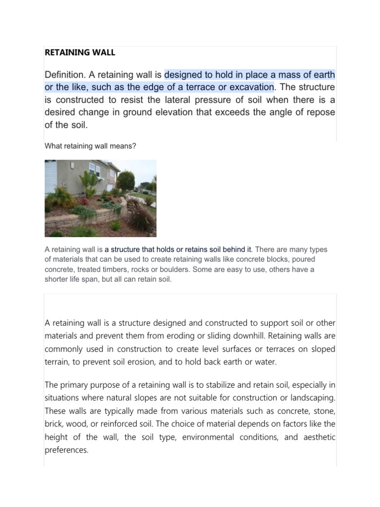 Retaining Wall BLD 302 (1) - 240710 - 192205 | PDF | Concrete | Wall