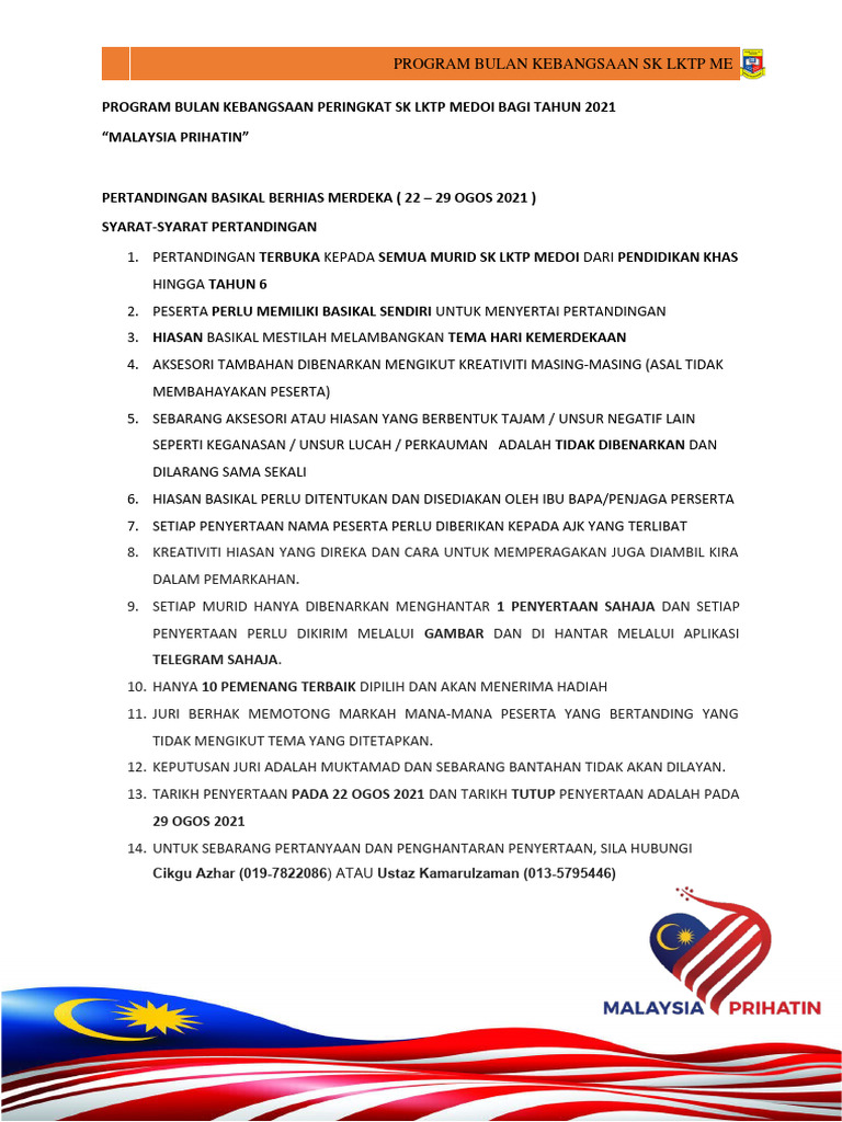 Syarat Pertandingan Basikal Berhias Merdeka 2021 | PDF | Karier ...