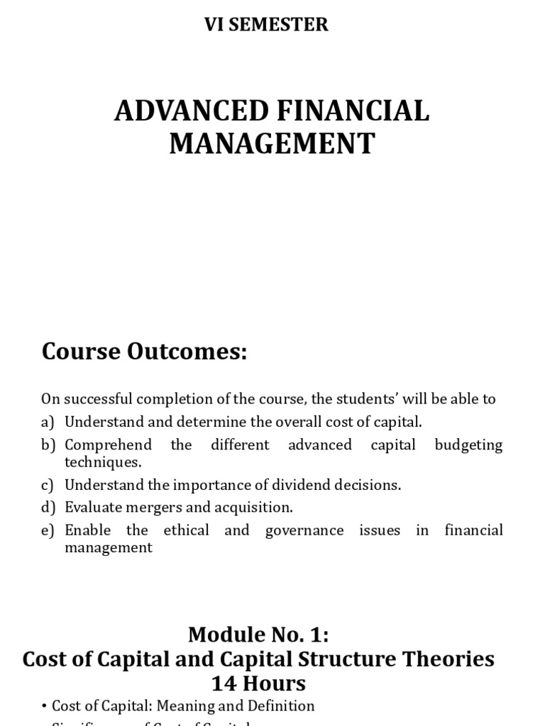 Advanced Financial Management | PDF | Cost Of Capital | Capital Structure