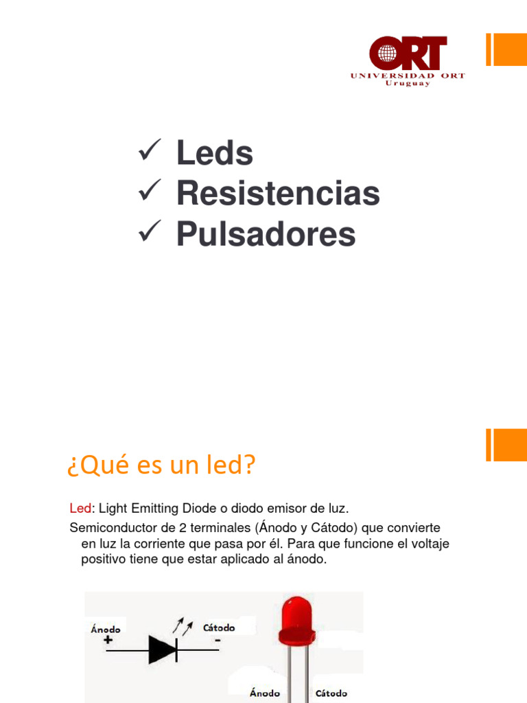 Leds, Resistencias y Pulsadores | PDF
