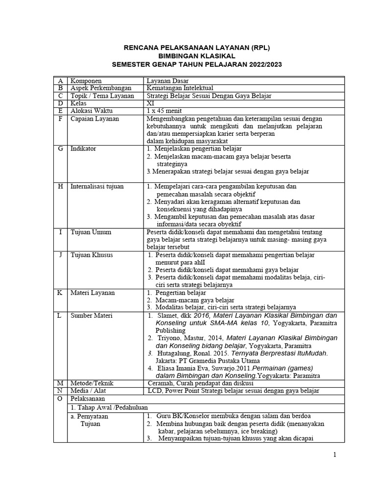 RPL BK Gaya Belajar | PDF
