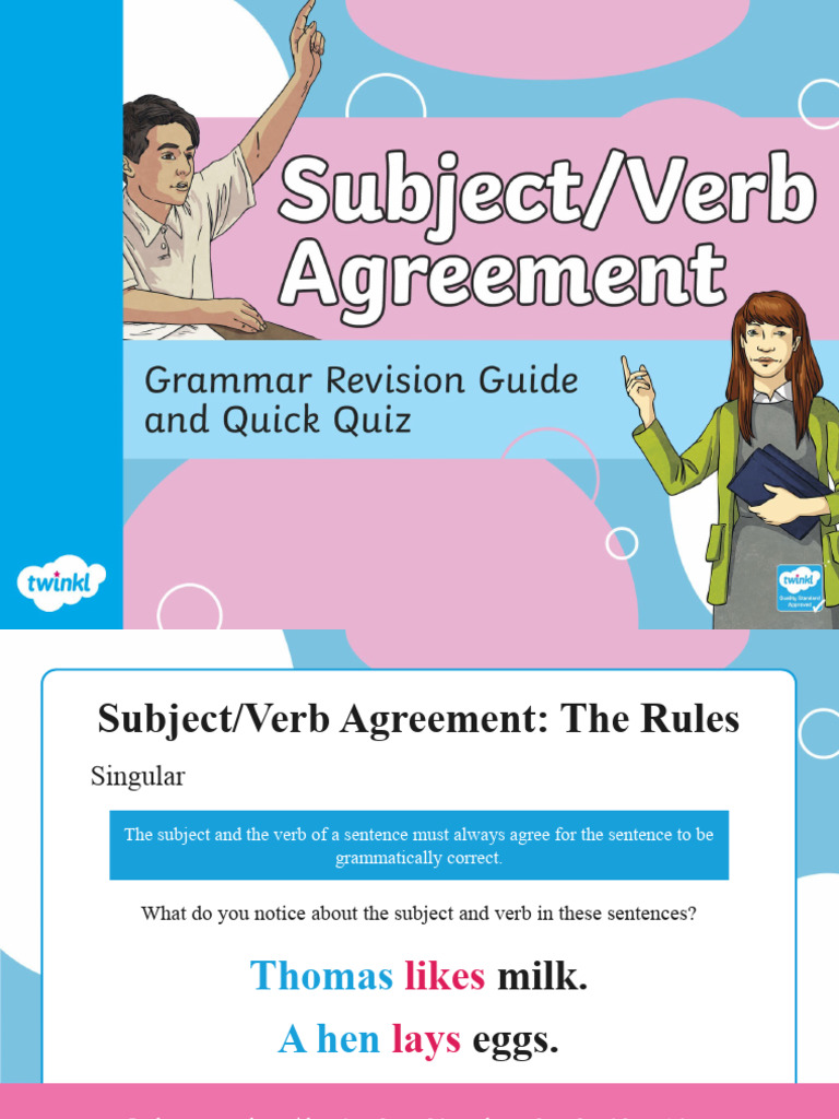 Au t2 e 2143 Subject Verb Agreement Grammar Revision Guide and Quick ...