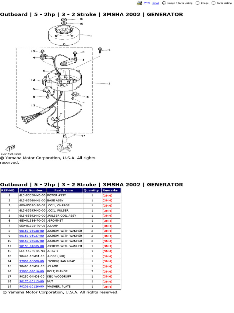 Yamaha 3MSHA 2002 Outboard Parts List | PDF