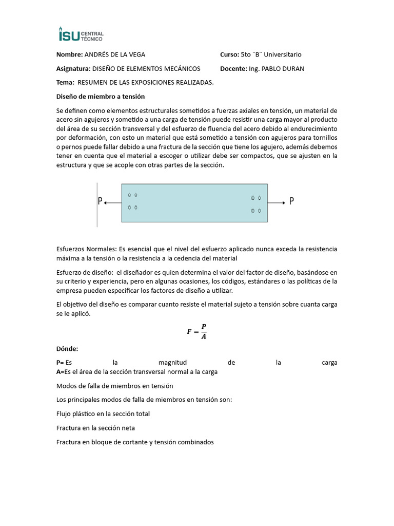 Andres de La Vega Resumen Exposiciones | PDF | Deformación (ingeniería ...