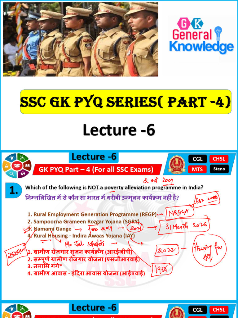 Lecture - 6 (SSC GK Pyq Part - 4) | PDF
