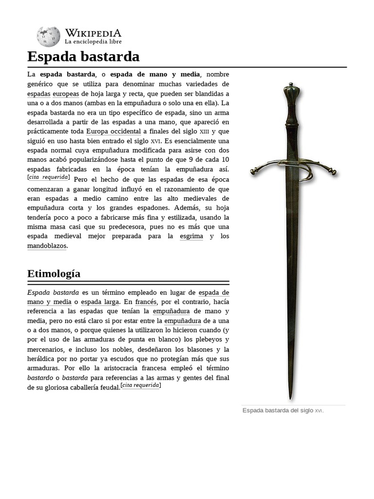 Espada Bastarda | PDF | Armas cuerpo a cuerpo | Espada