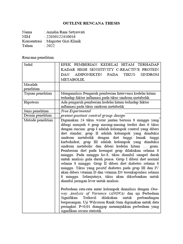 Outline Rencana Thesis | PDF | Pengembangan Diri