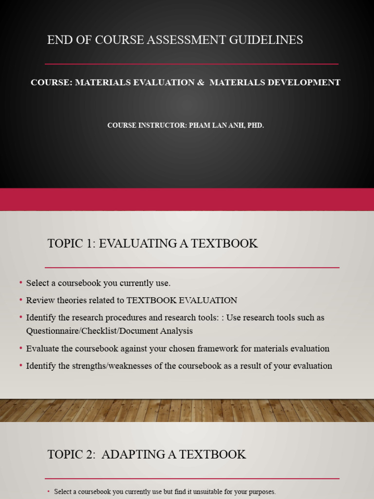 End of Course Assessment Guidelines | PDF | Evaluation | Methodology