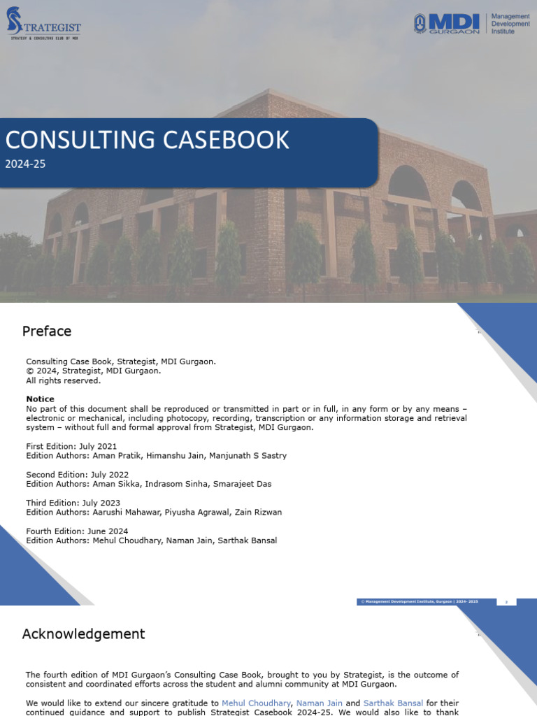 MDI Consulting Casebook 2024-25 | PDF | Business | Financial Economics