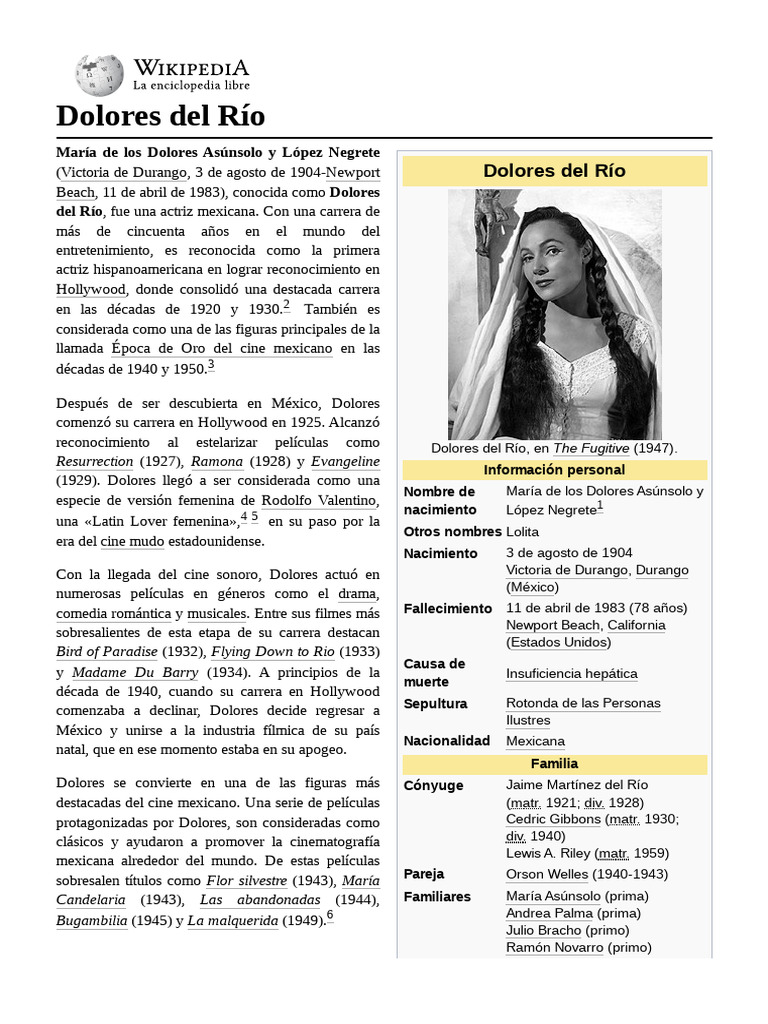 Dolores Del Río | PDF | Historia