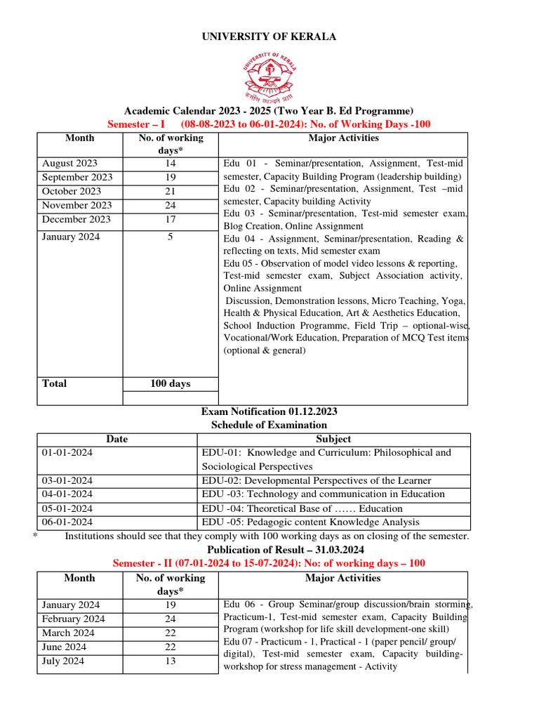 Academic Calendar 2023 25 | PDF | Academic Term | Multiple Choice