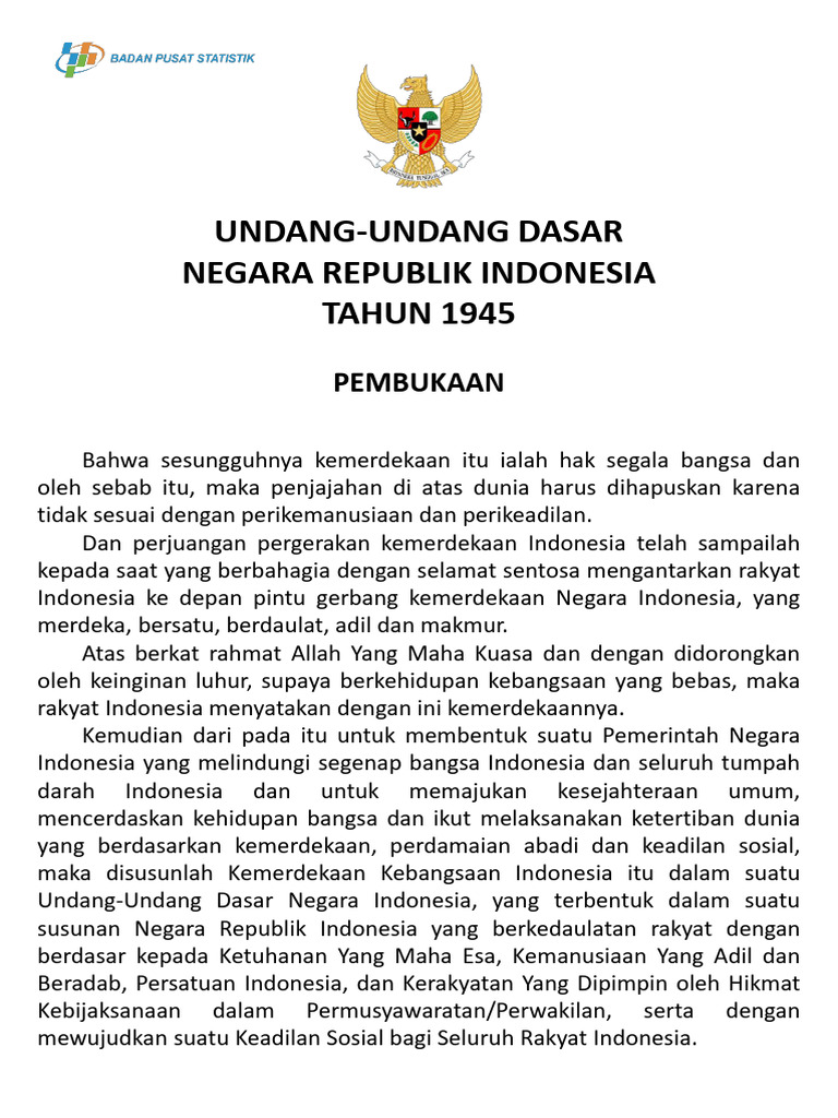 002 Naskah Pembukaan Uud 1945 | PDF