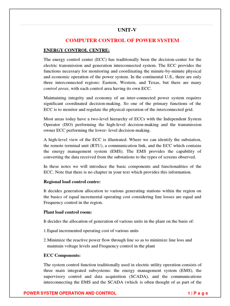 Power System Control Overview | PDF | Electric Power Transmission ...