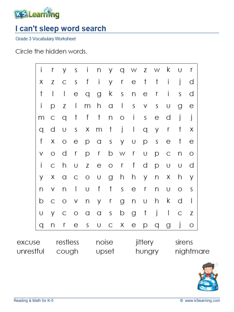 3rd Grade Sleep-Themed Word Search | PDF | Language Arts & Discipline ...