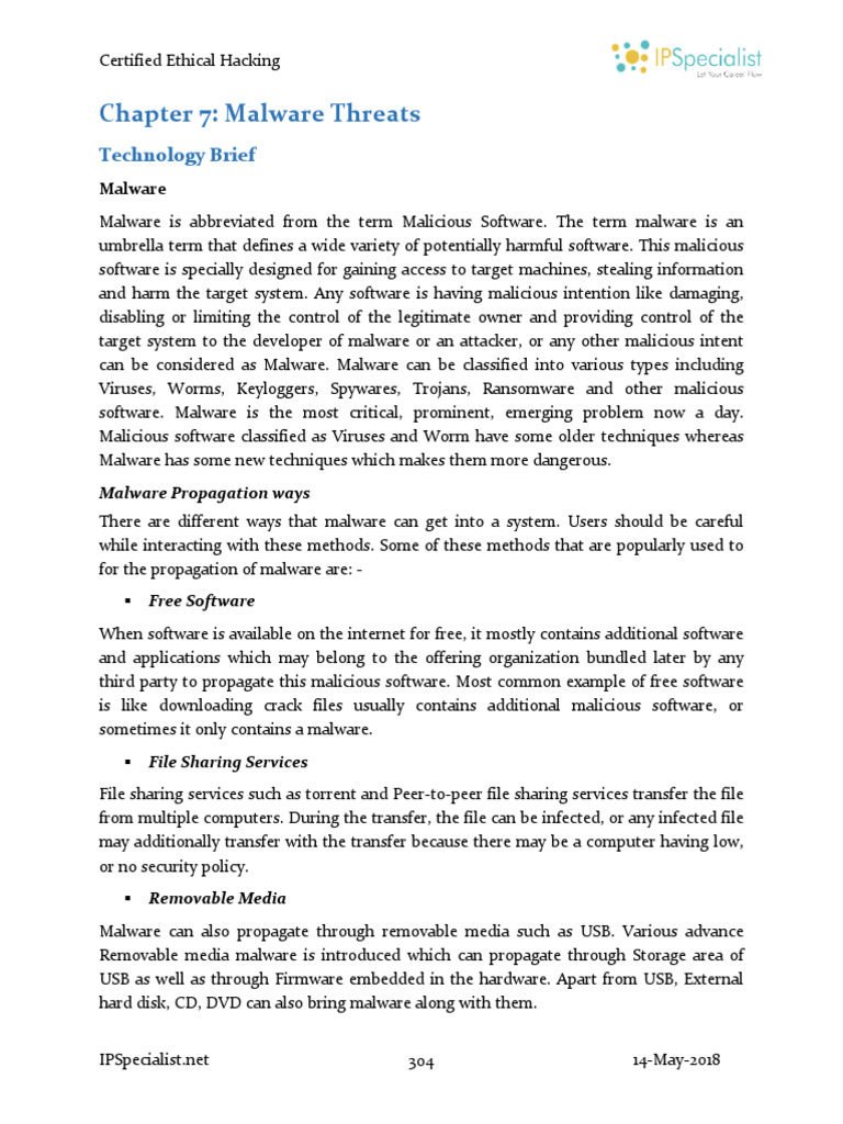 Chapter 7 Malware Threats Pdf Computer Virus Malware