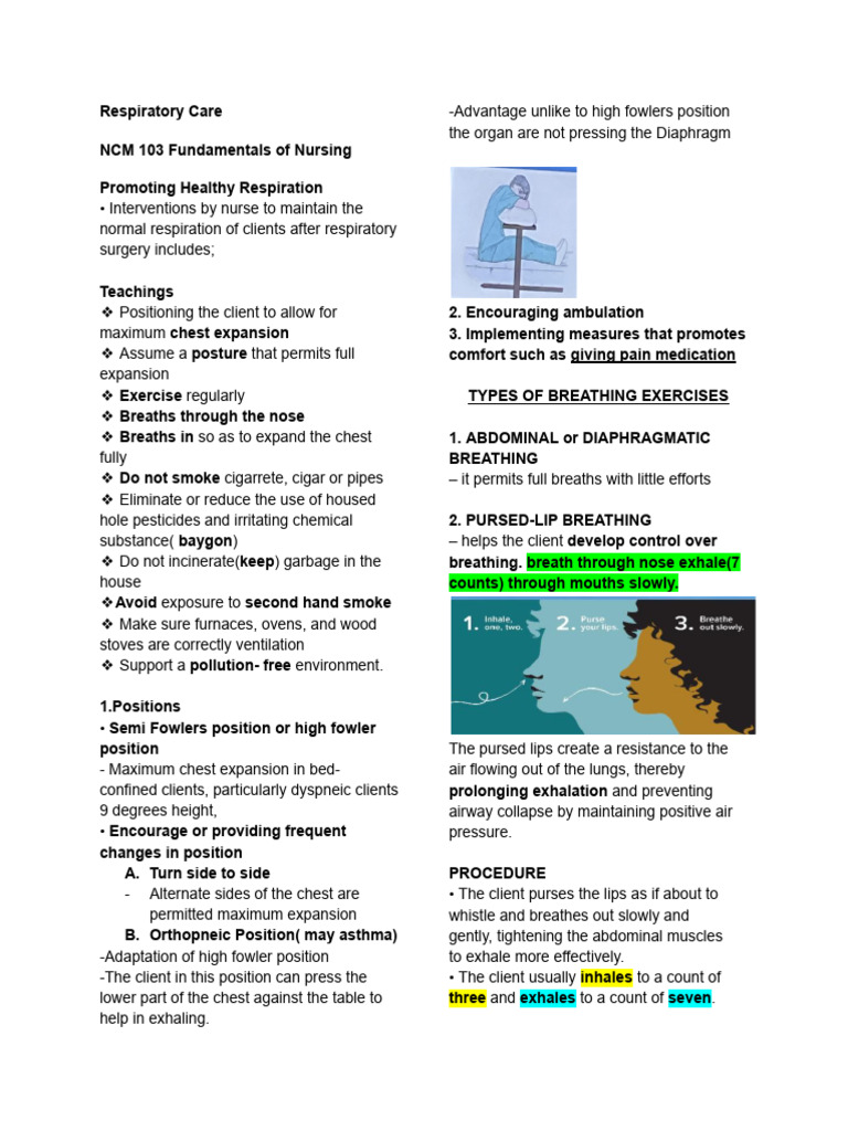 Breathing Techniques and Splinting Care | PDF | Breathing | Respiratory ...