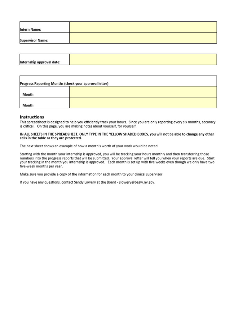 Internship Hours Tracking Spreadsheet | PDF | Incremental Computing ...