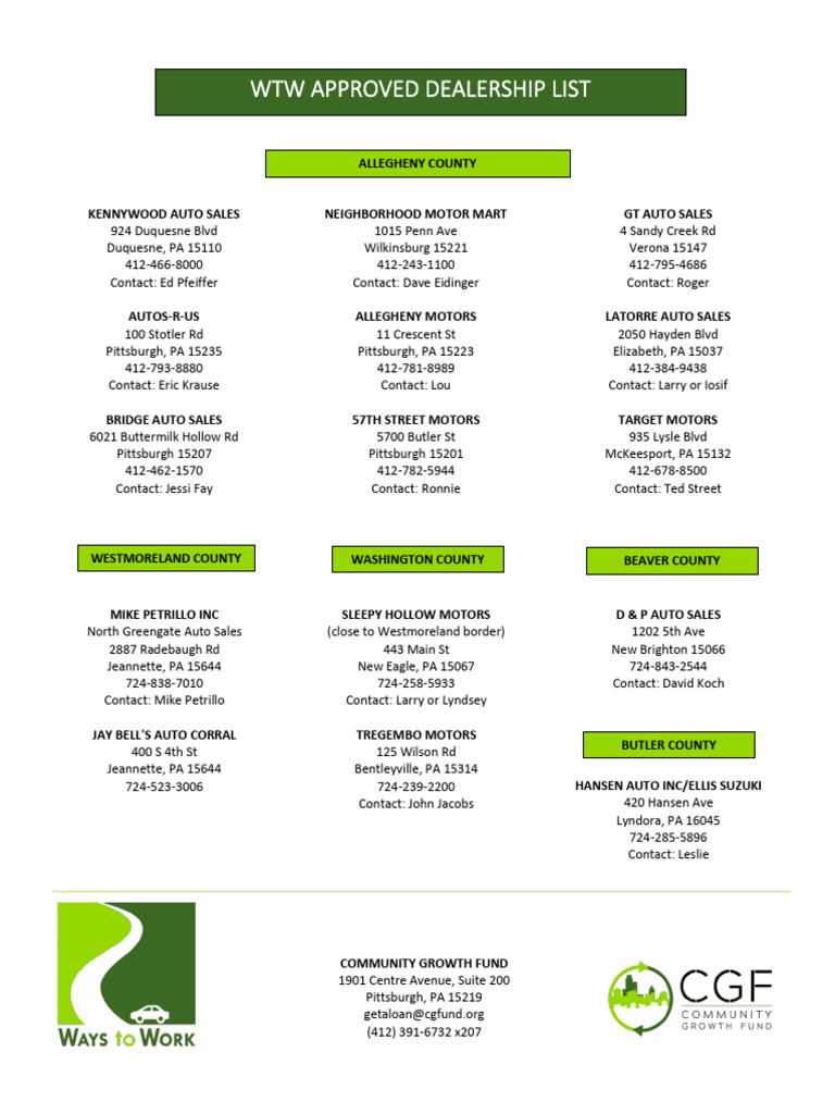 WTW Approved Dealership List 2022 1 | PDF