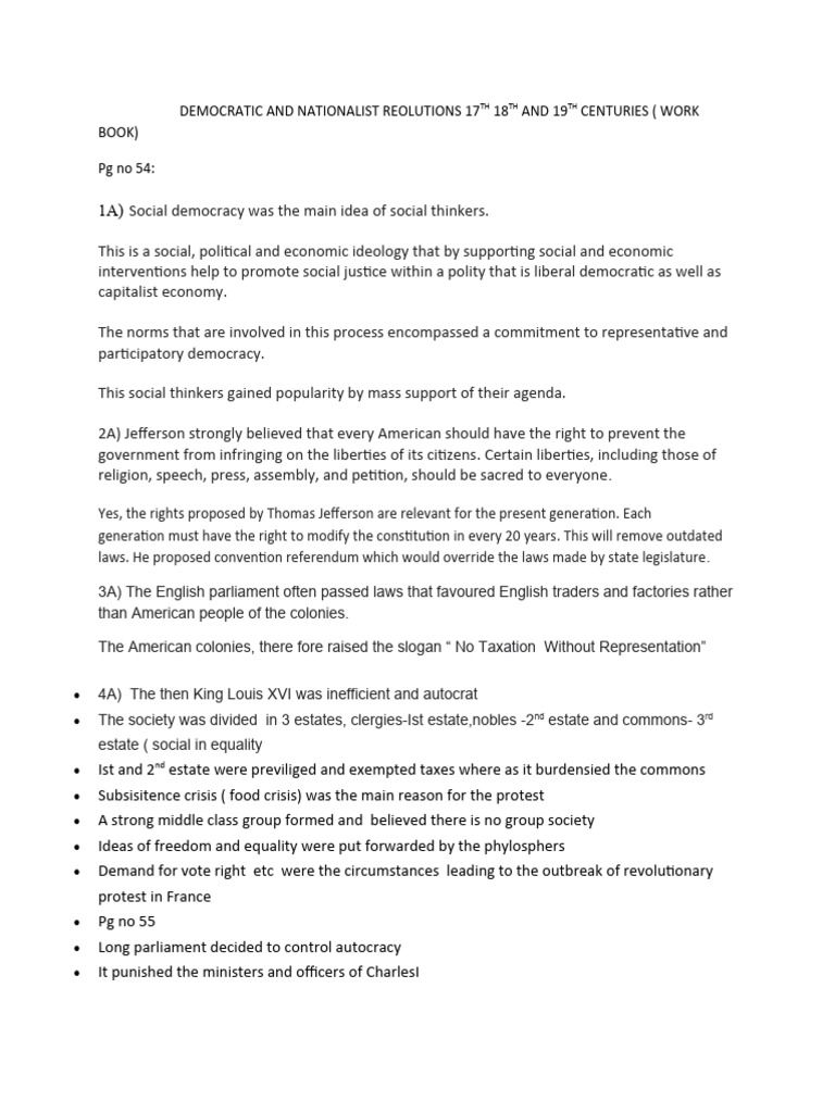 Democratic and Nationalist Reolutions 17TH 18TH and 19TH Centuries ...