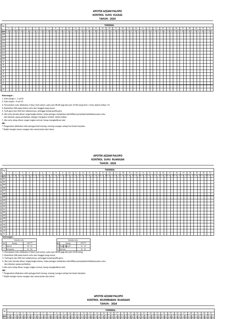 Form Pencatatan Suhu Apotek Azzam | PDF