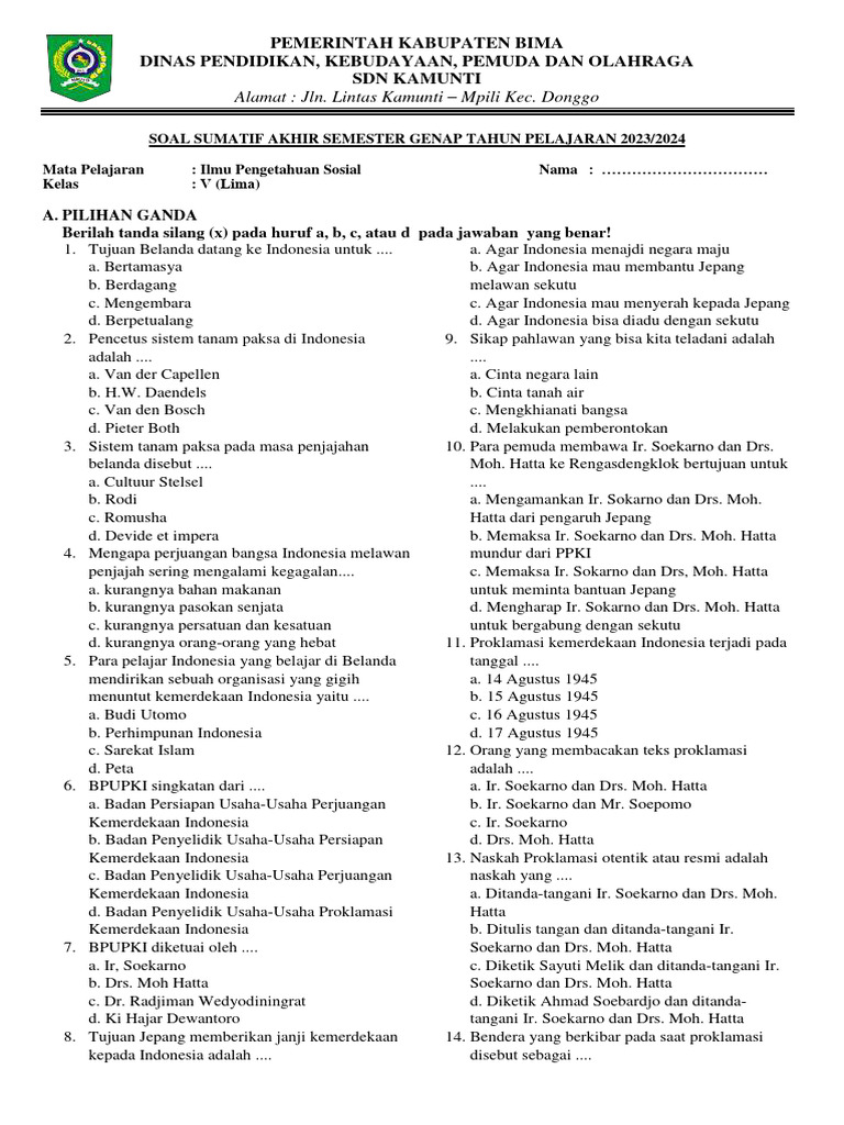 Soal PAT IPS Kelas 5 | PDF