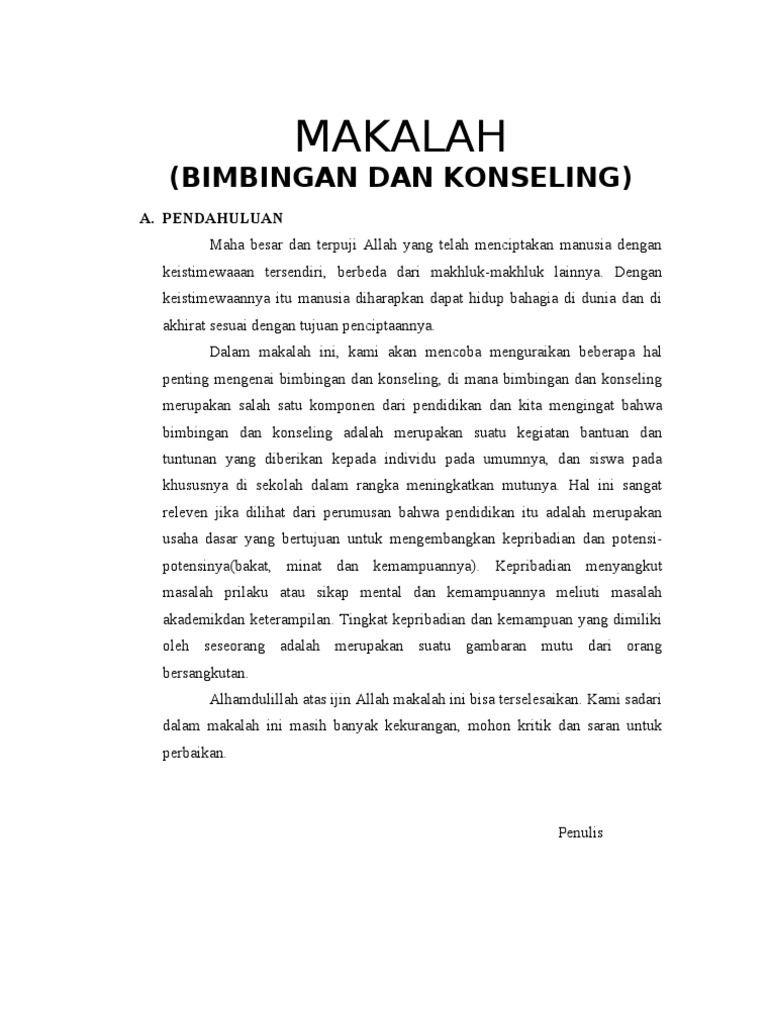 Makalah Bimbingan Dan Konseling | PDF