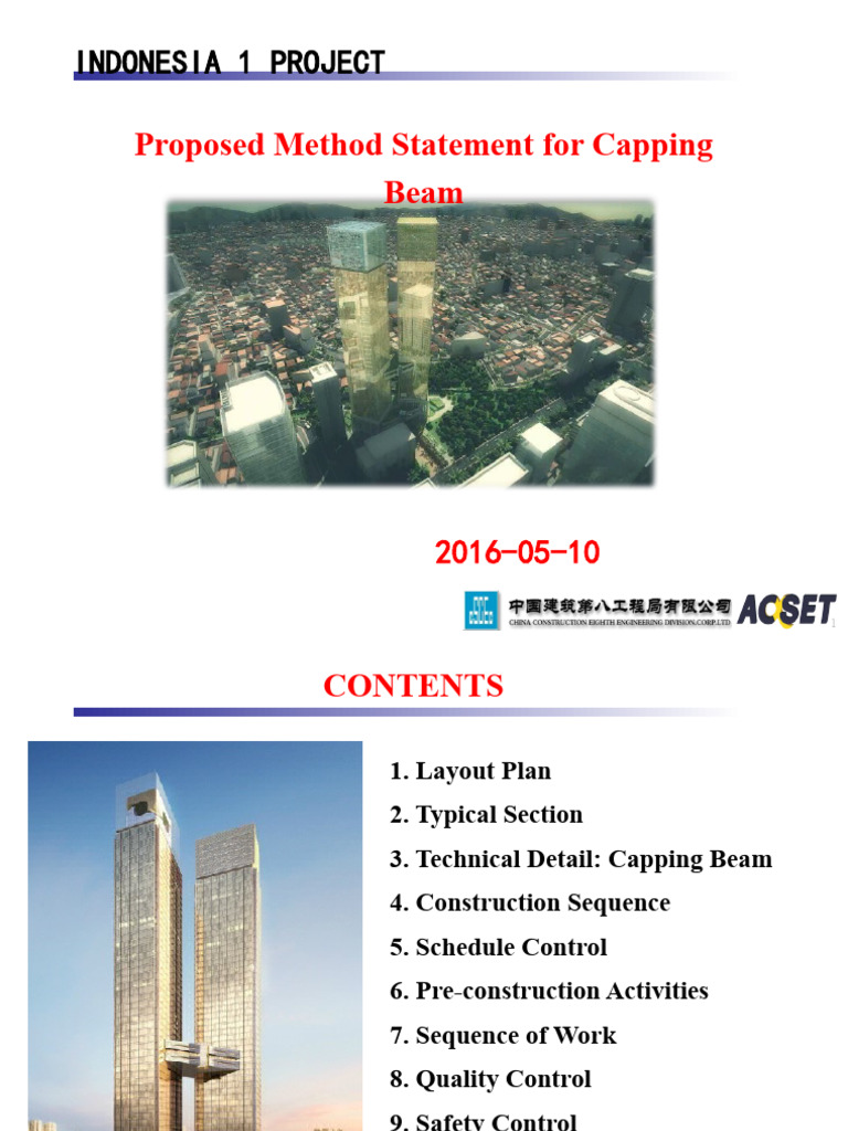 Proposed Method Statement For Capping Beam | PDF | Concrete | Carpentry