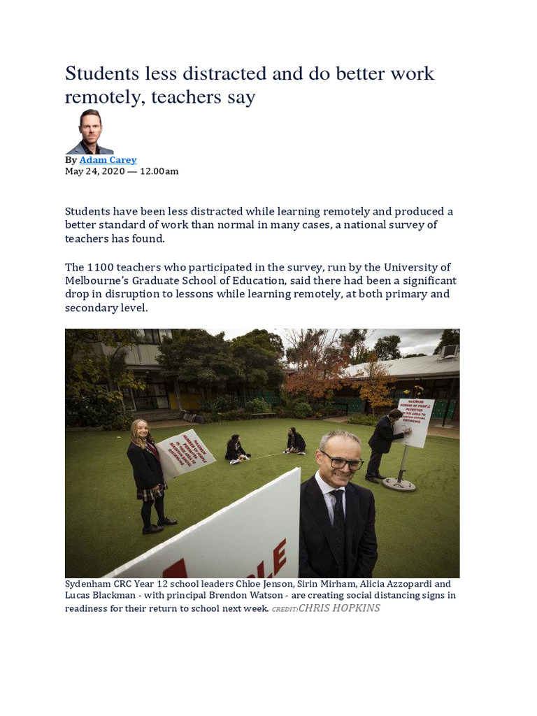 Students Less Distracted and Do Better Work Remotely, Say Teachers ...