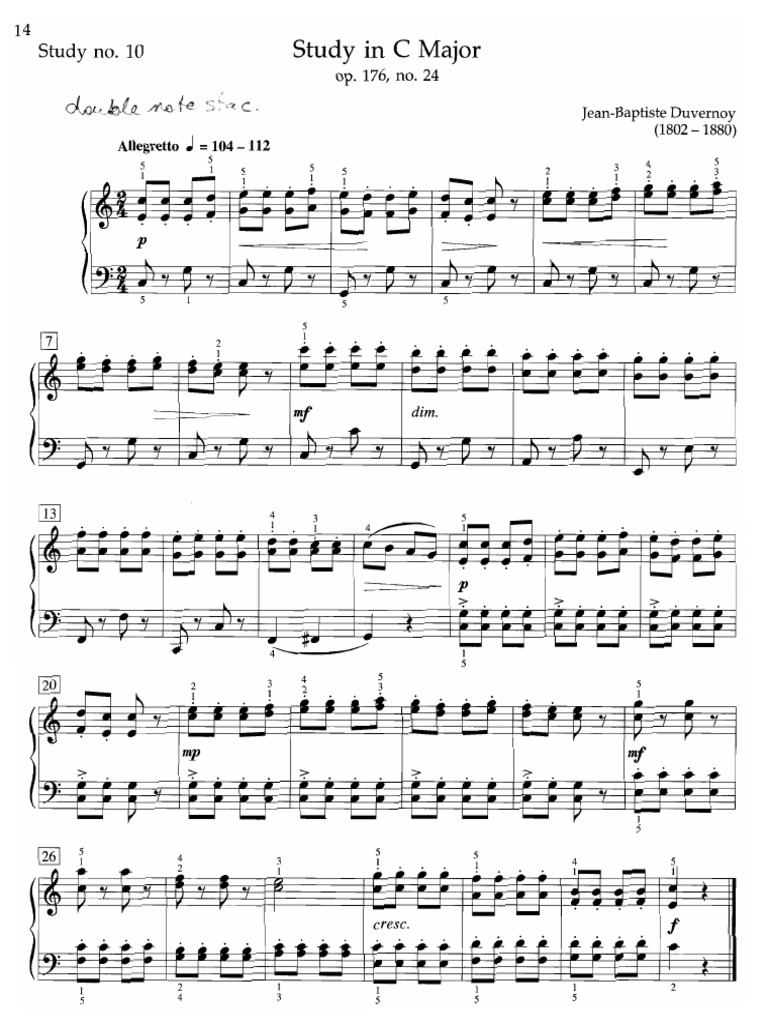 Etude in C Major Op. 176, No. 24-Jean Baptiste Duvernoy | PDF