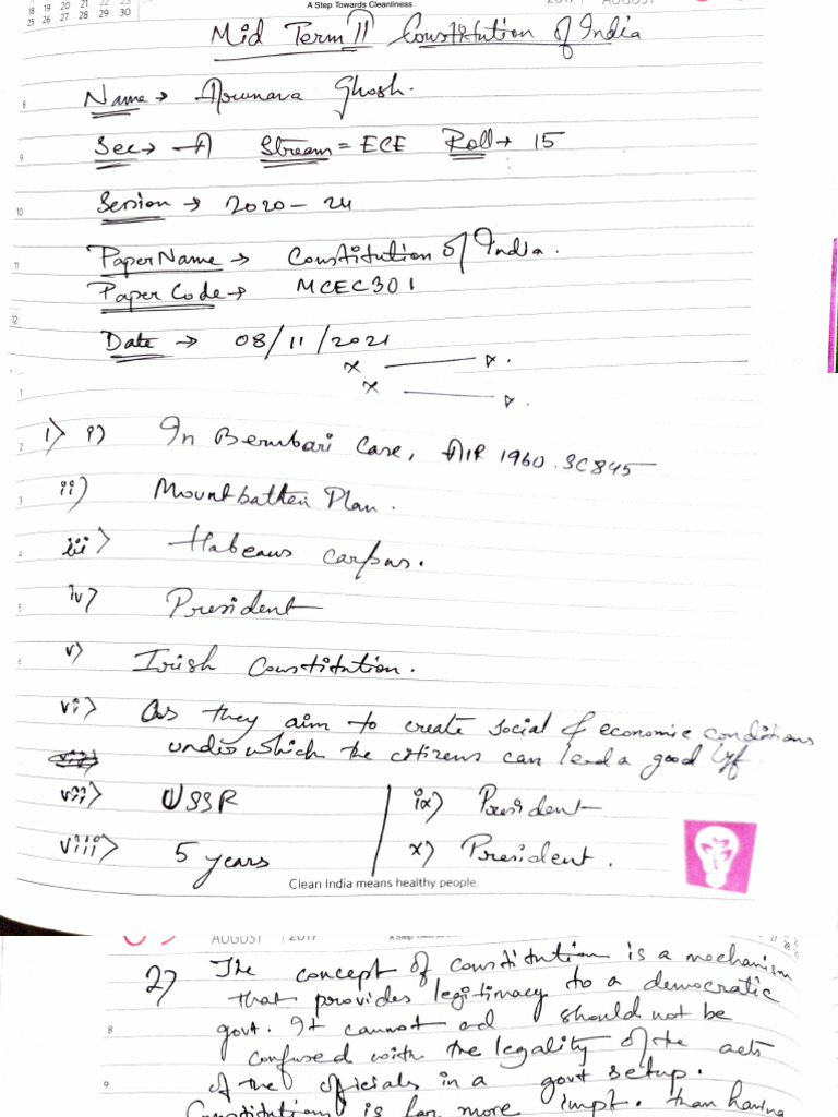 15 Arunava Ghosh MCEC301 Constitution of India | PDF