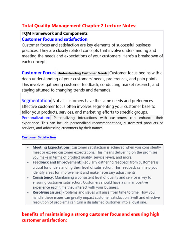 TQM Chapter 2 Lecture Notes | PDF | Business Process | Business Process ...