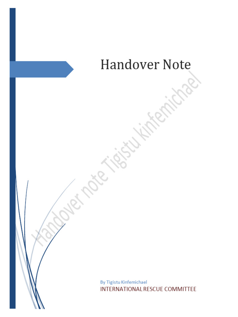 Handover Note - Tigistu K-Michael | PDF | Filtration | Water