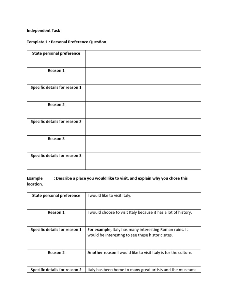 Independent Task - Speaking | PDF | Reason | Cognition