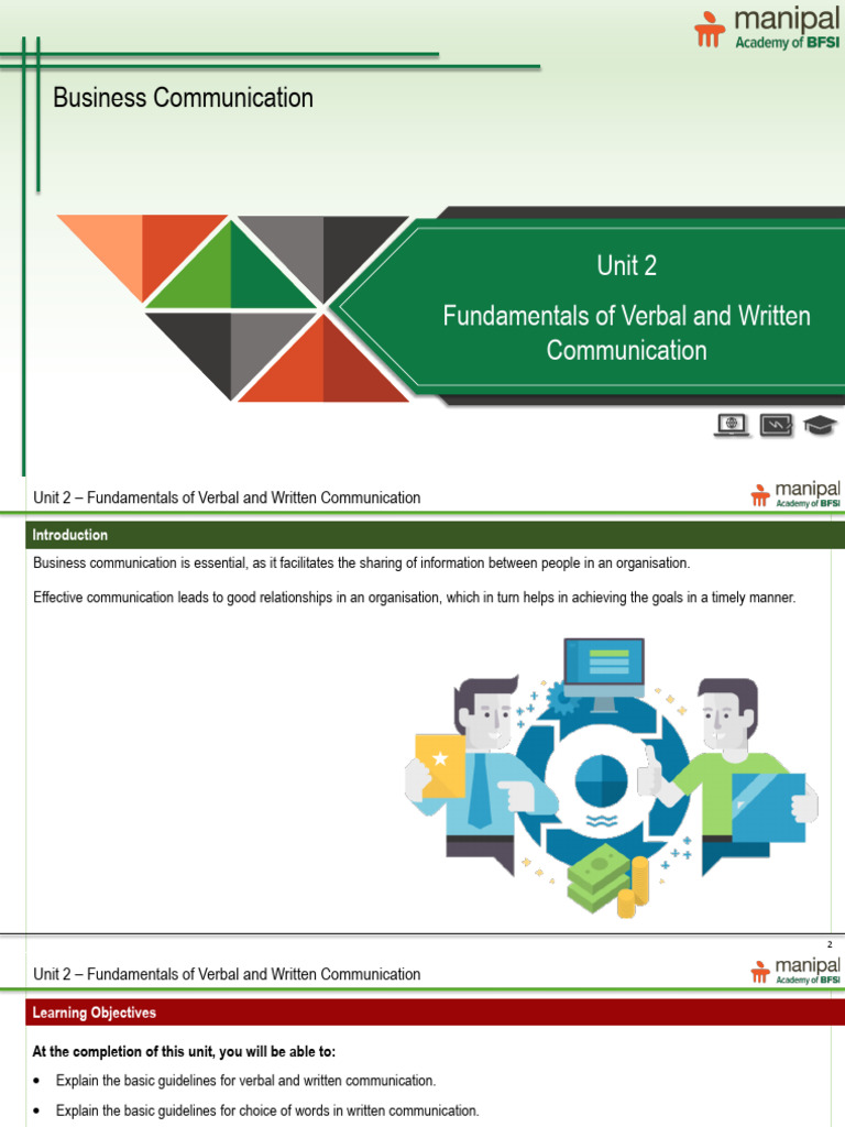 BC - Unit 2 - Fundamentals of Verbal and Written Communication | PDF ... BC - Unit 2 - Fundamentals of Verbal and Written Communication | PDF ...