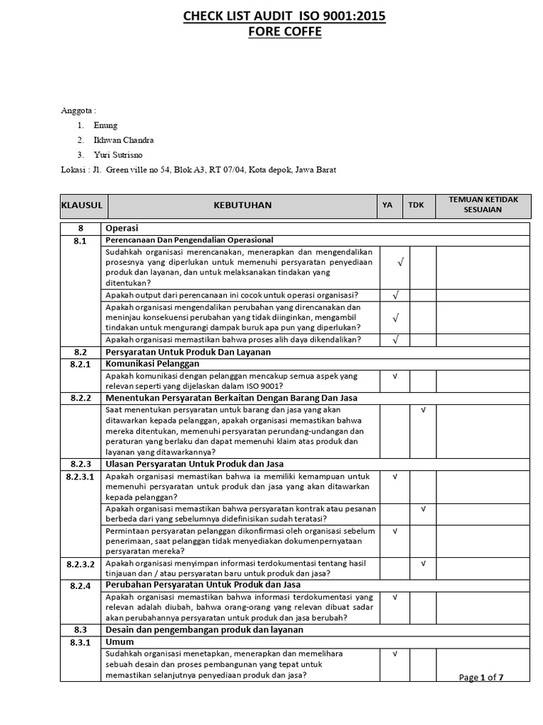 CHECKLIST _ISO_9001_2015 | PDF