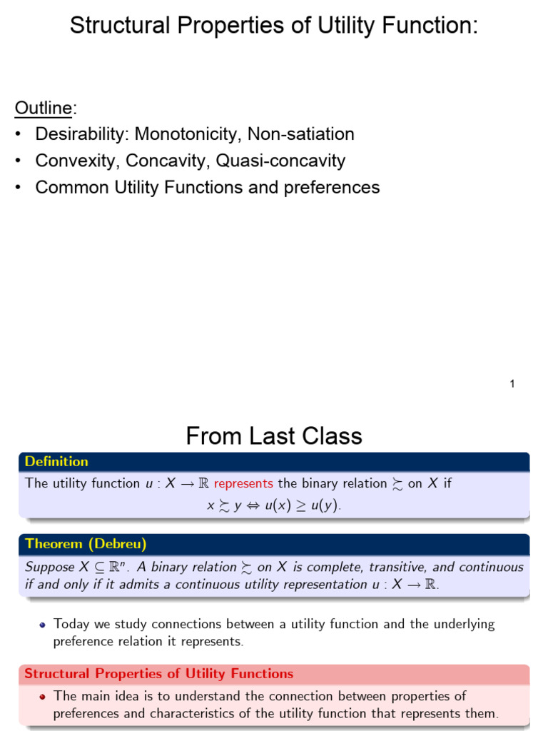 5) Structural Properties of Utility Functions | PDF | Utility | Inequality (Mathematics)