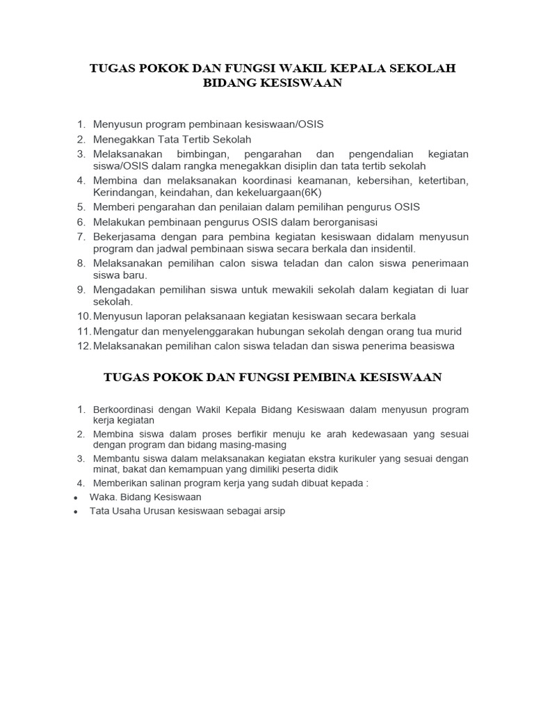 Tupoksi Kesiswaan | PDF | Karier & Perkembangan