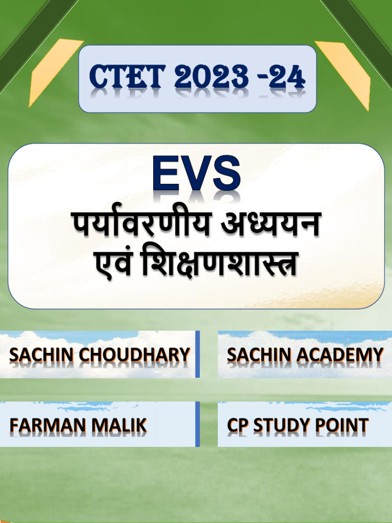 CTET EVS Notes 2023-24 Sachin Academy | PDF