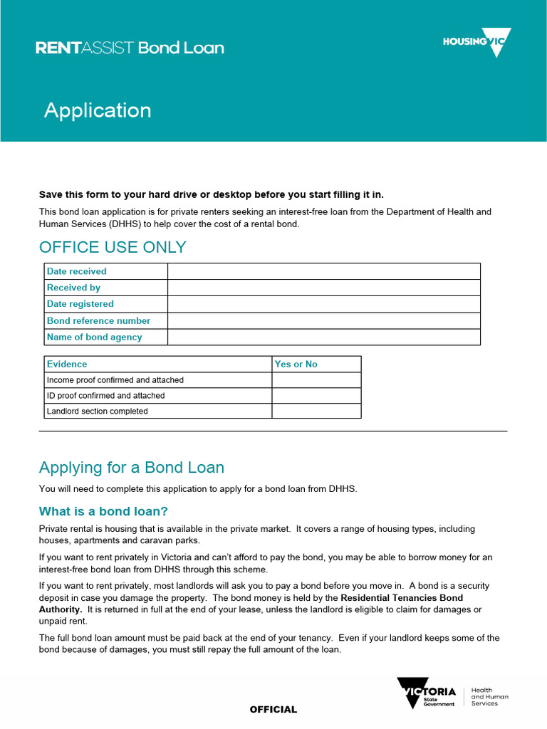 RentAssist Bond Loan Form | PDF | Landlord | Lease