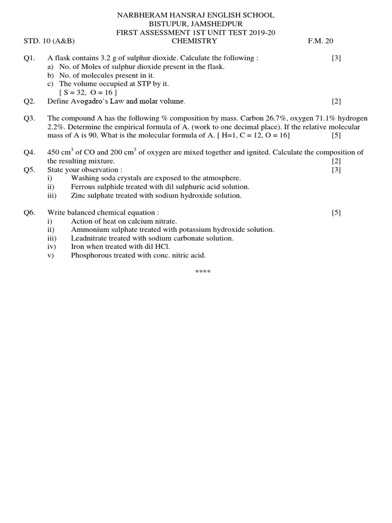 Chemistry - 10 | PDF