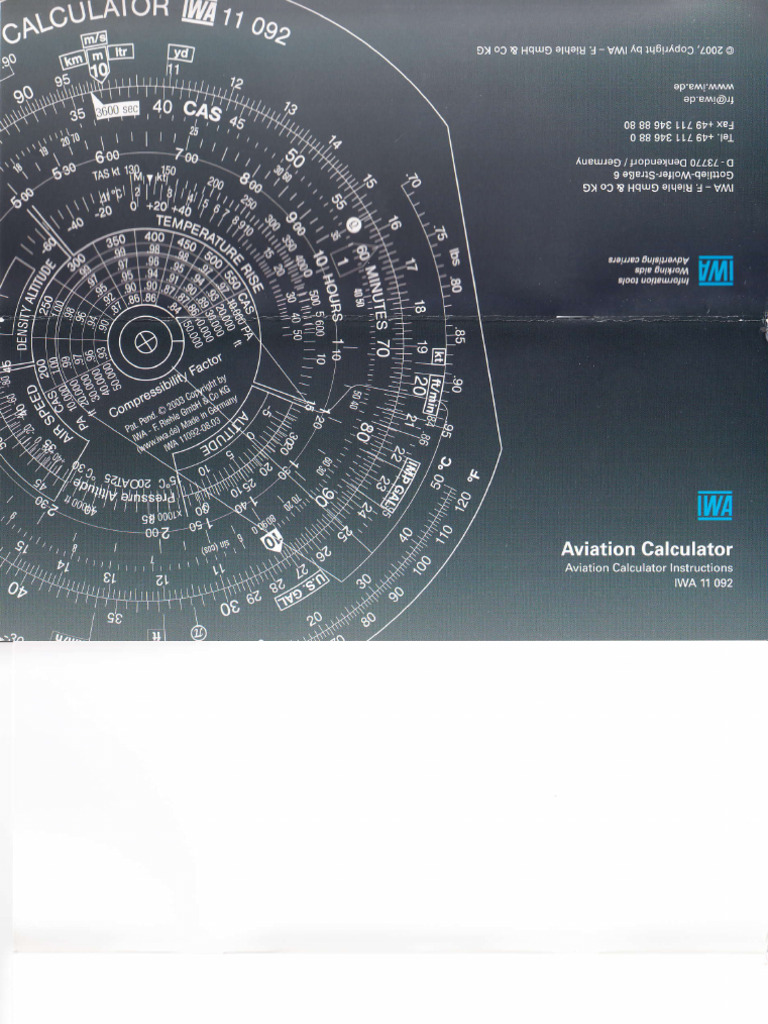 Aviation Calculator IWA 11 092 Guide | PDF | Airspeed | Altitude