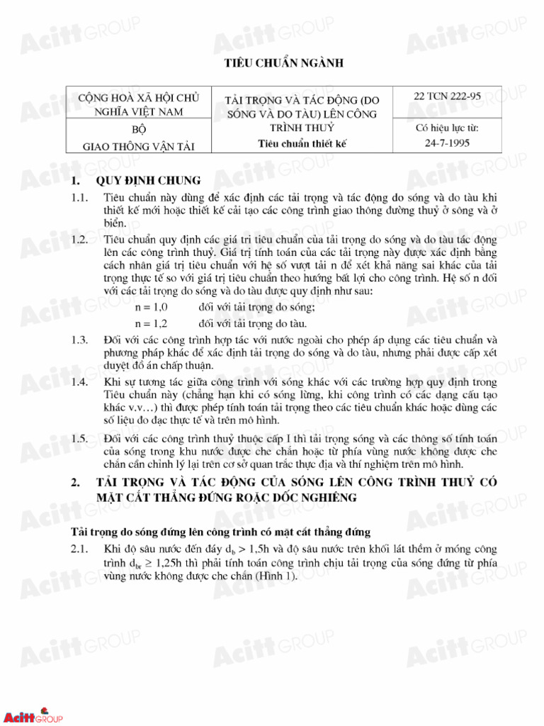 11 - 22 TCN 222-95-Tai Trong Va Tac Dong Len Cong Trinh Thuy | PDF