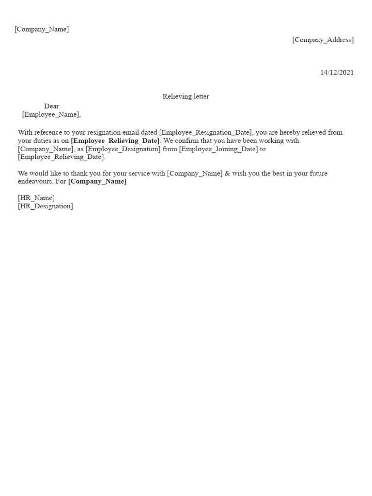 Employeename Relieving Letter Converted 1 | PDF