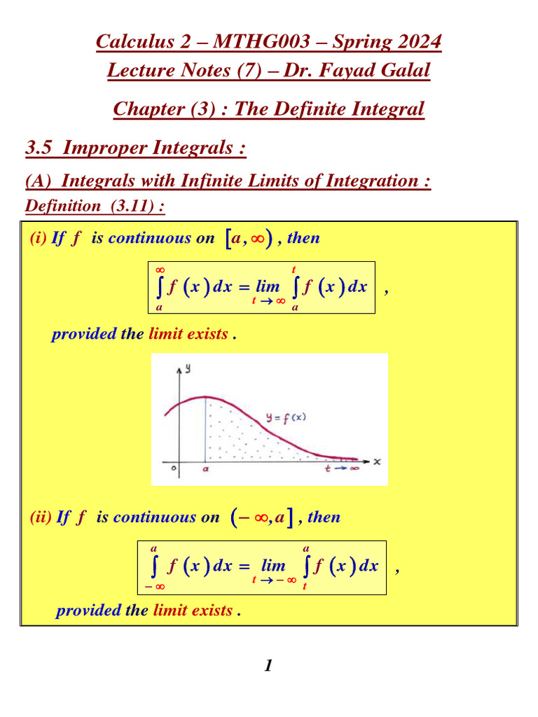 Calculus 2 - MTHG003 - Lecture Notes (7) - Spring 2024 - Dr. Fayad ...