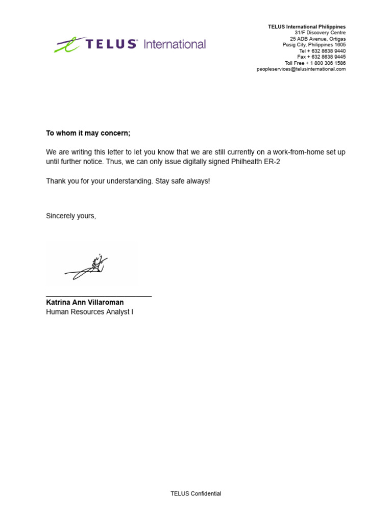 Philhealth ER2 Letter | PDF